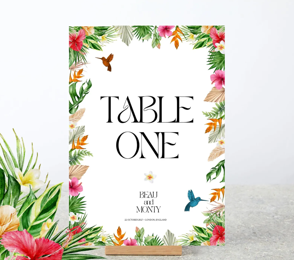 Tropical Wedding Table Numbers