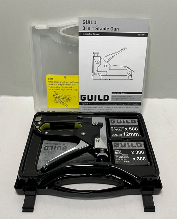 Guild 3-in-1 Manual Nail, Staple and U-Staple Gun - Opened & Checked