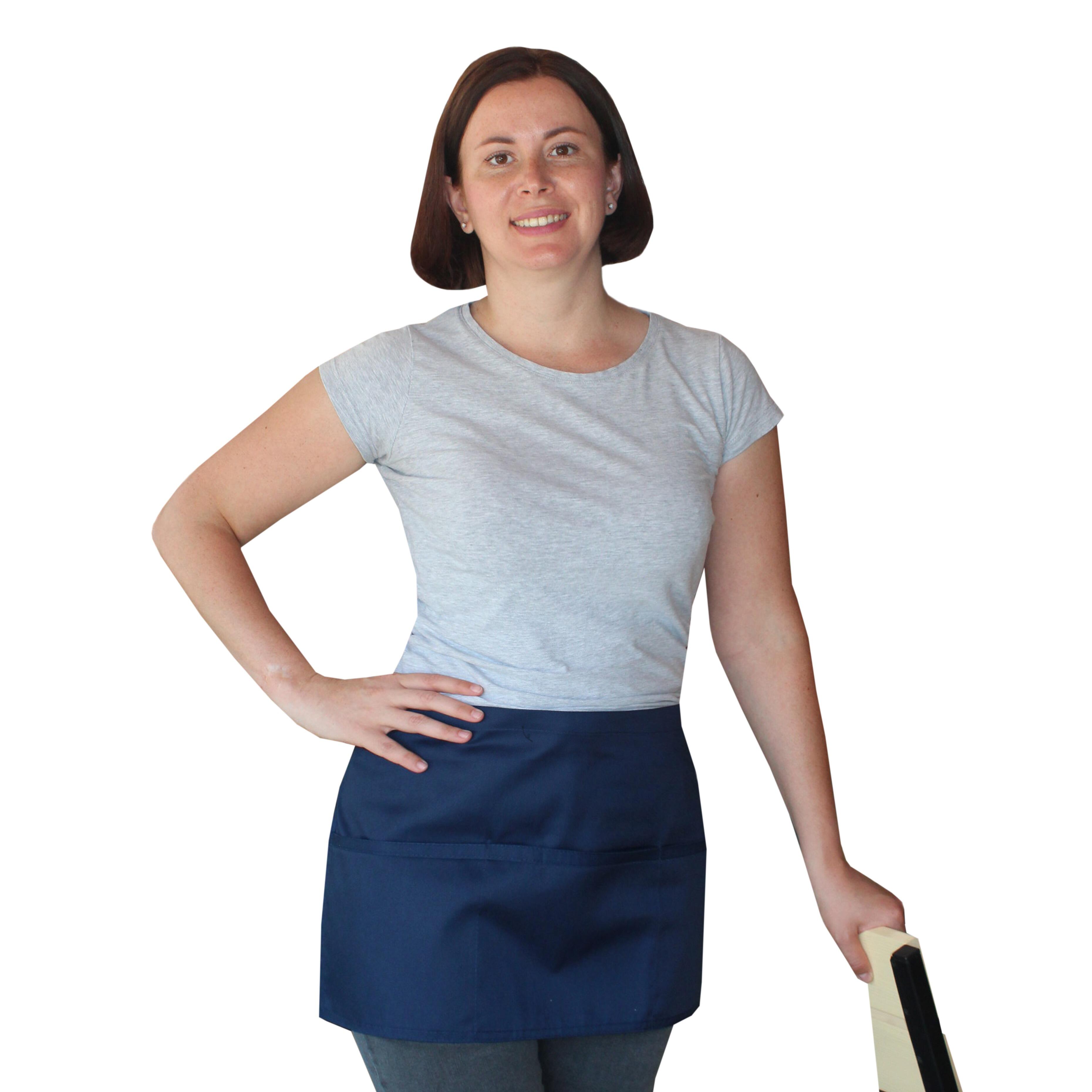 Nibano Short Waist Apron with Pockets Navy available in 30 colours
