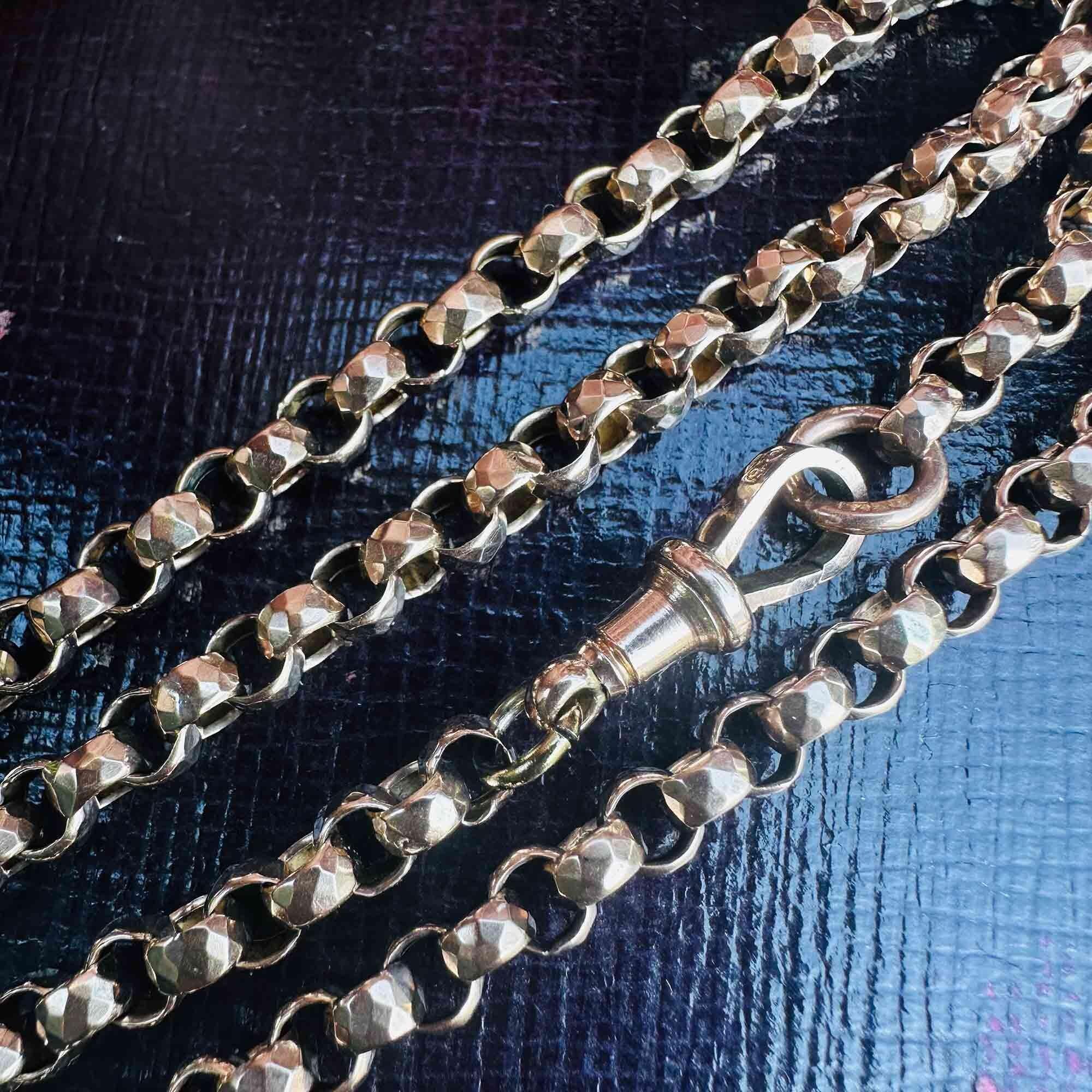 Victorian 9k Rose Gold Belcher Chain Necklace with Dog Clip Clasp