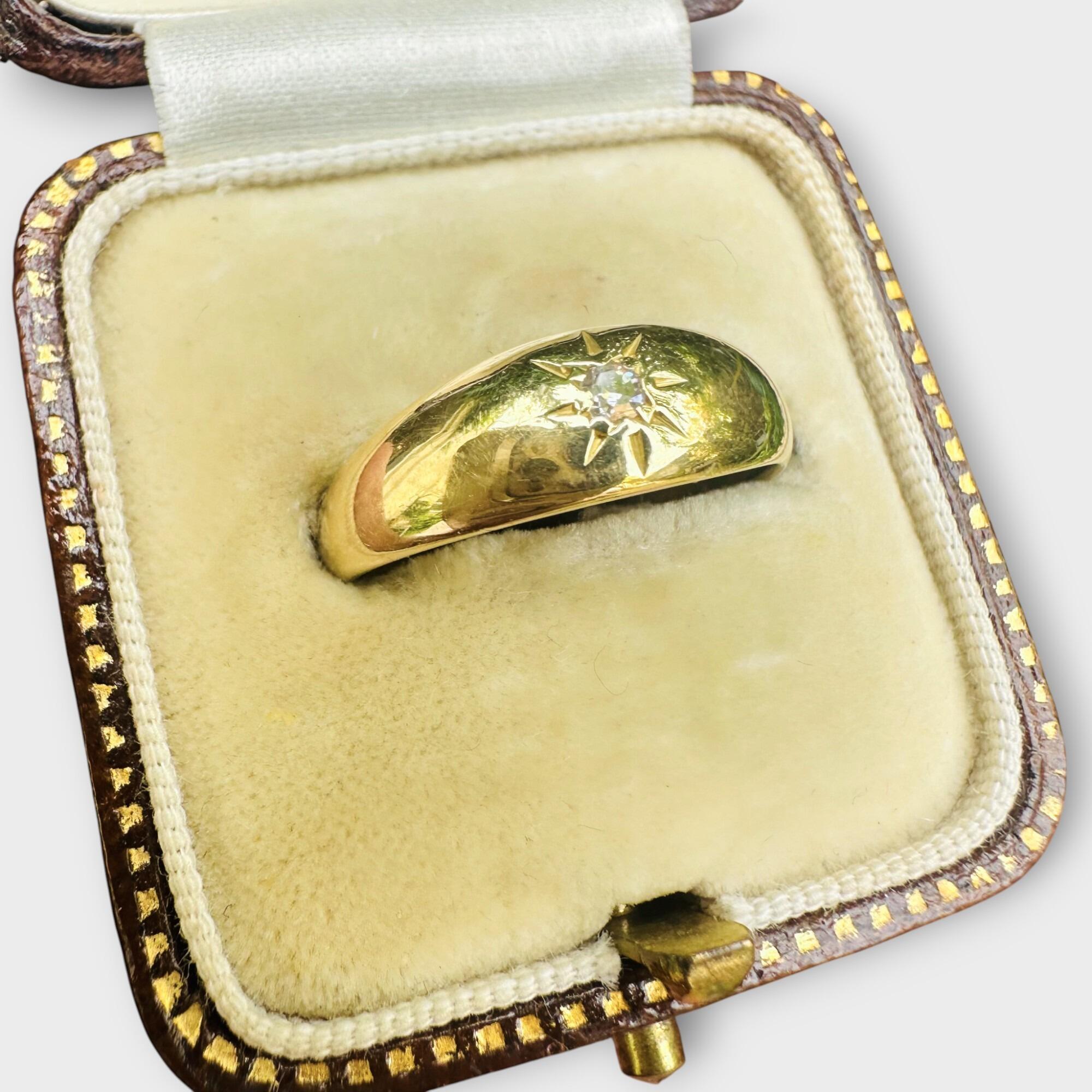 Victorian 18k Gold Gypsy Ring with Star-Set Diamond – Classic 19th ...