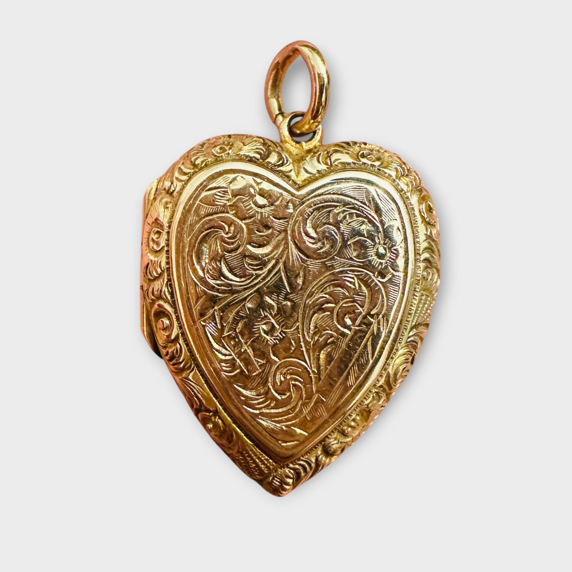 Victorian 9k Gold Heart Locket, Antique Foliate Design, Circa 1890 ...