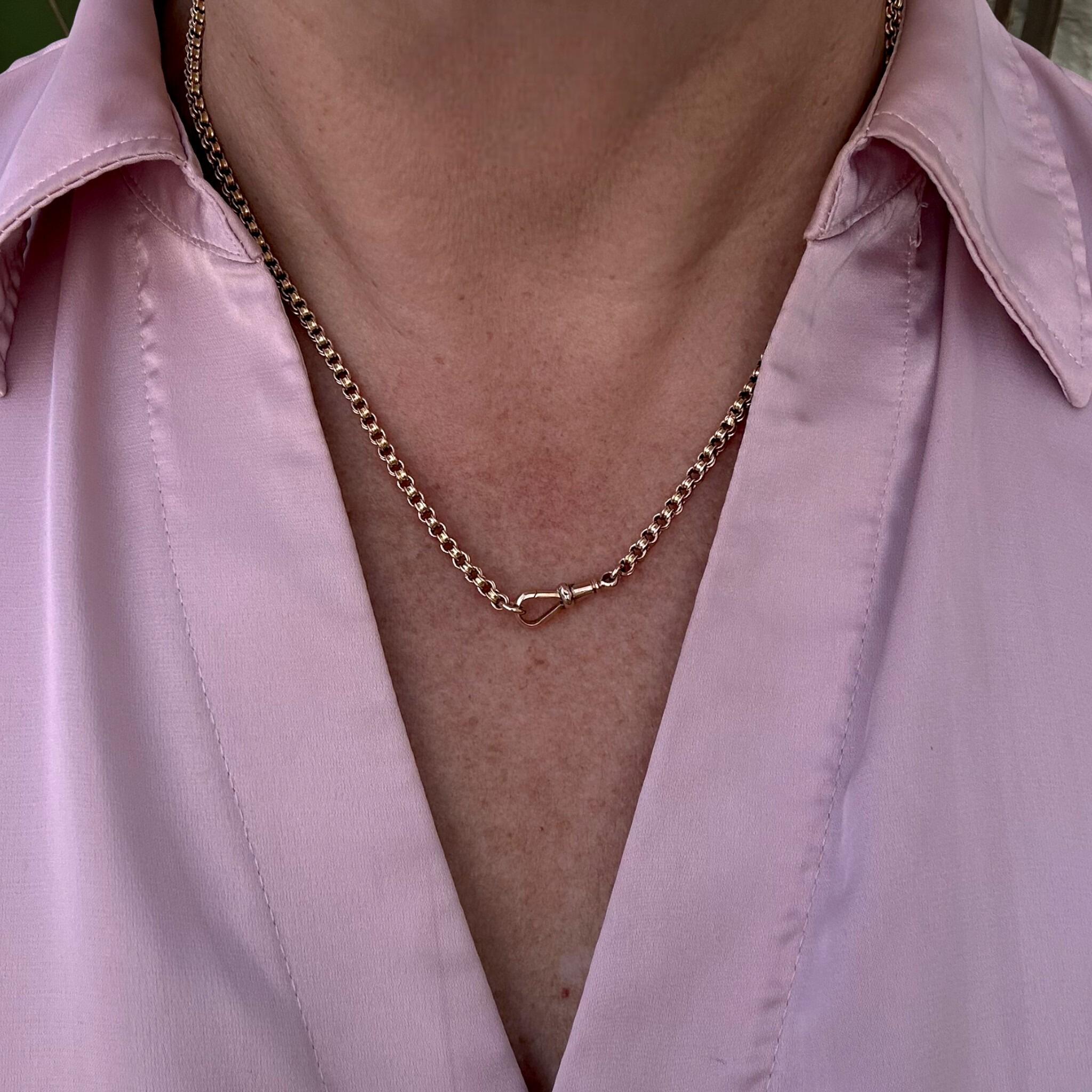 Antique 9k Gold Double Belcher Chain with Dog Clip Clasp for Vintage ...