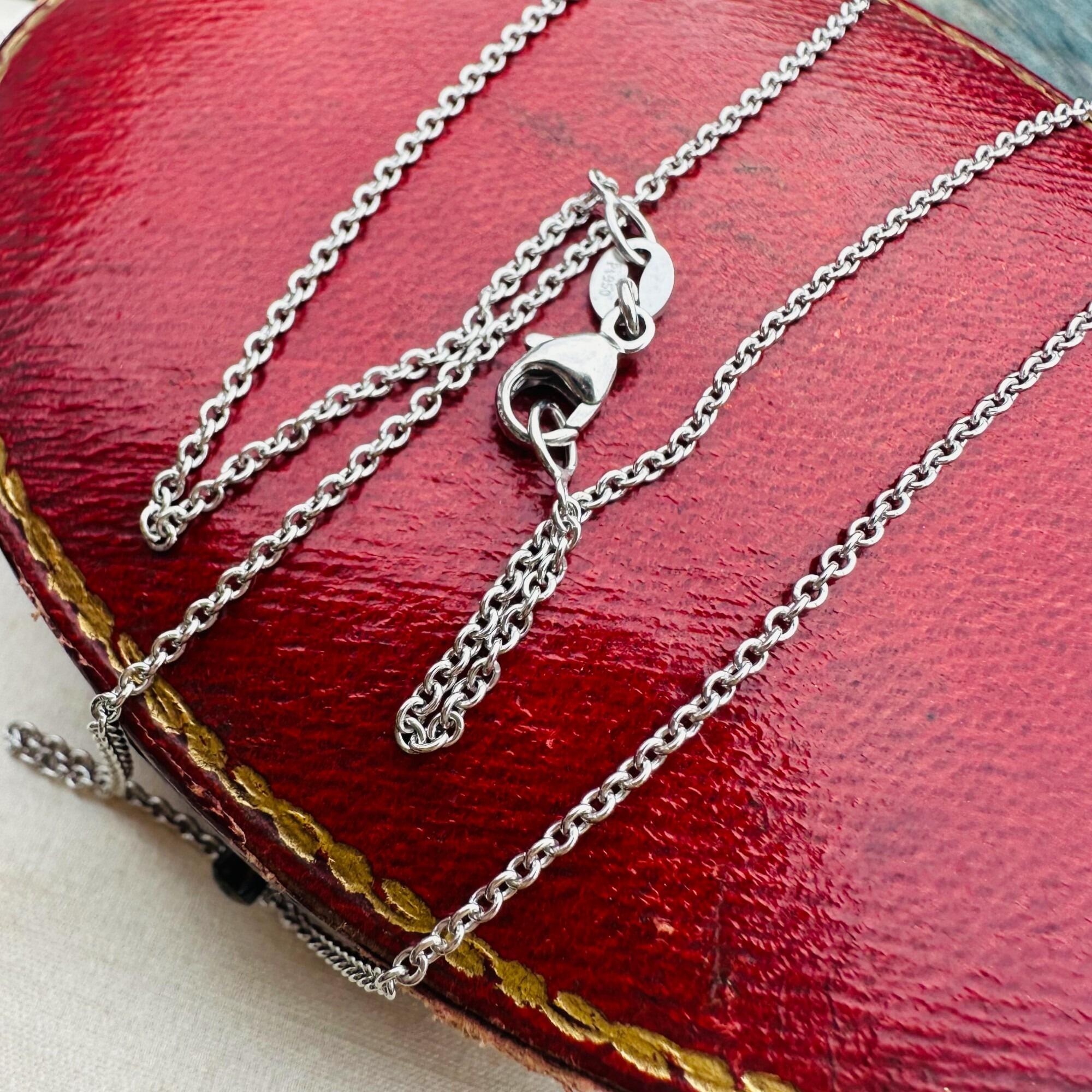 Elegant 17" PT950 Platinum Rolo Chain Necklace for Layering