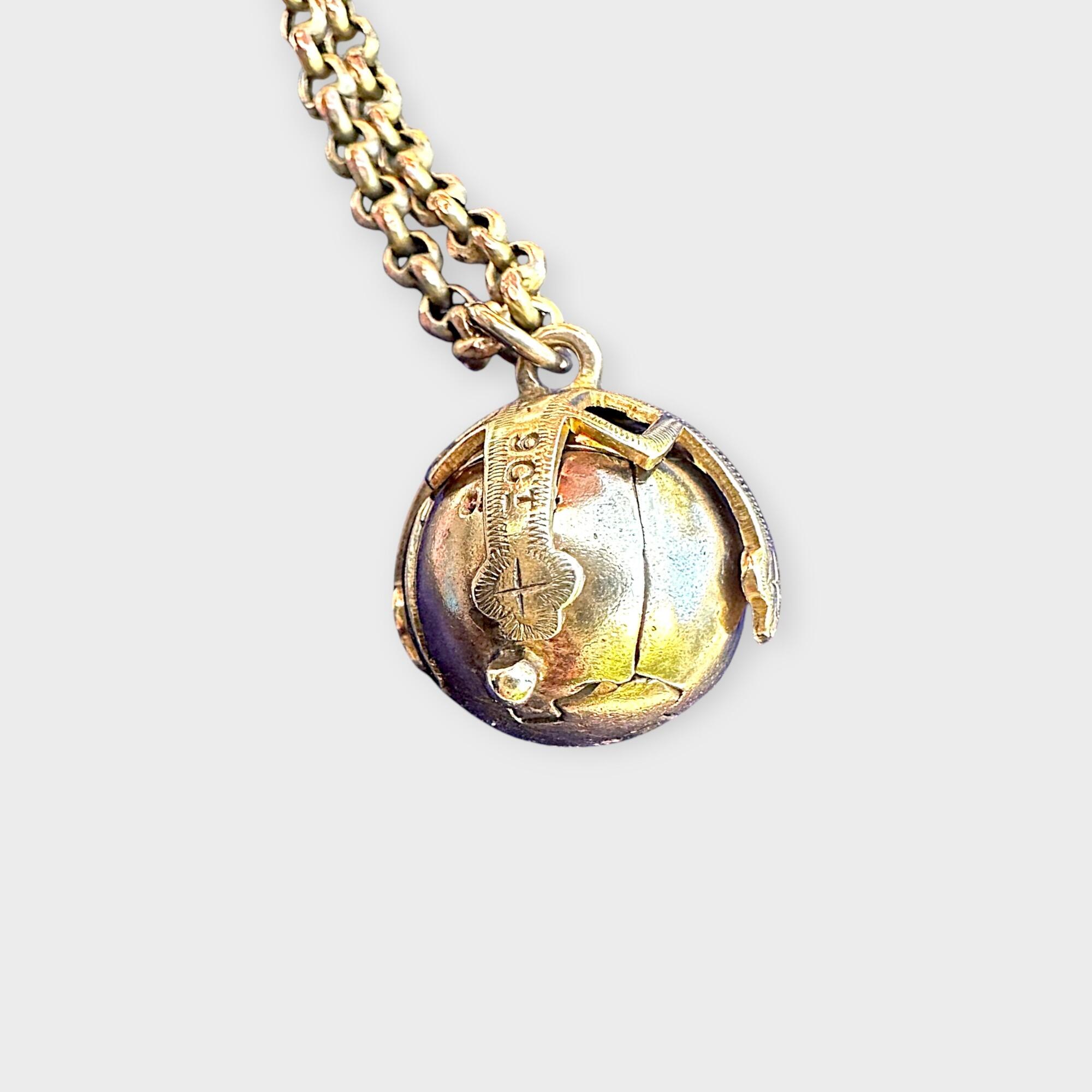 Victorian 9k Gold Masonic Orb Pendant: Antique Pyramid Cross