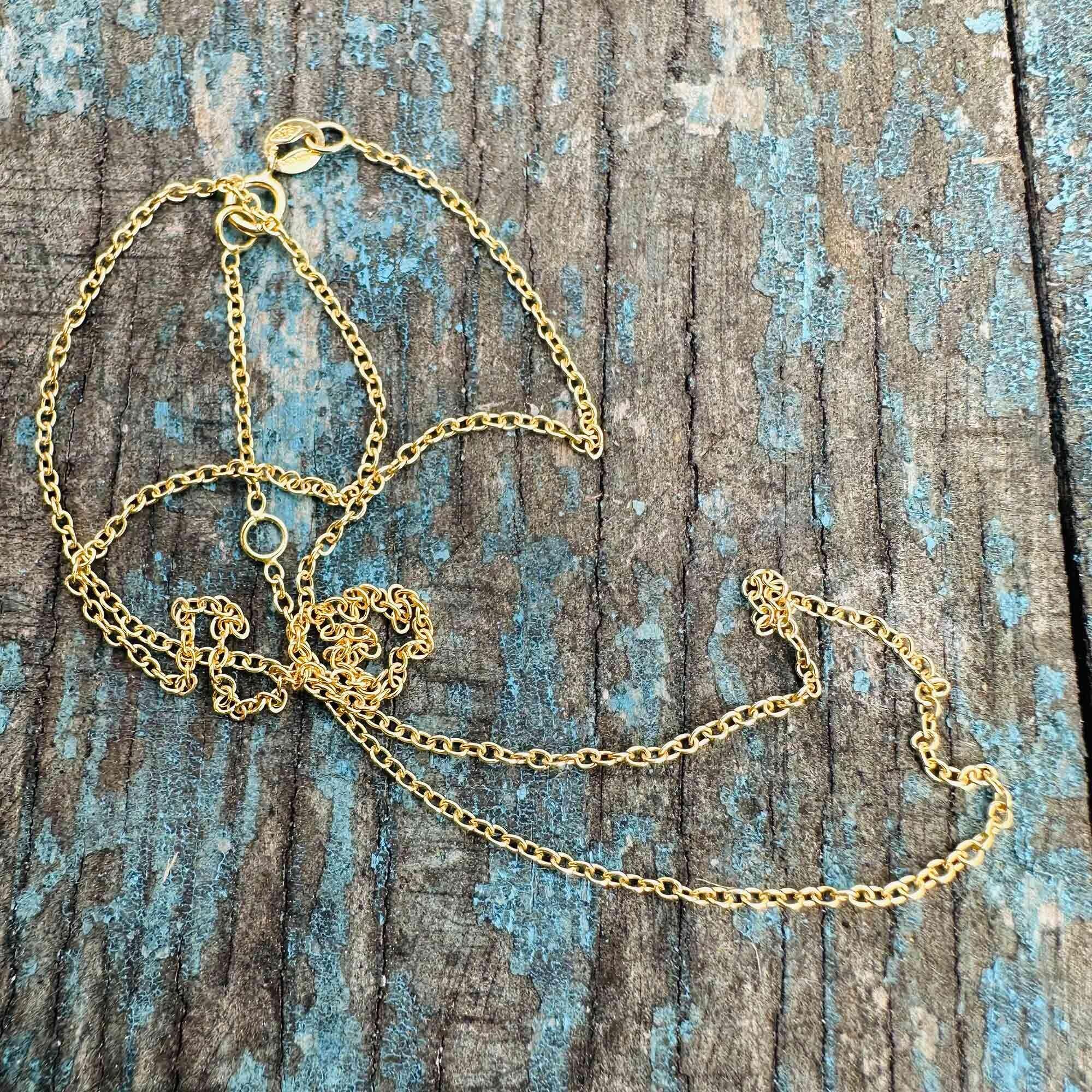 Fine 9ct Gold Rolo Chain, 16"-17", Minimalist Jewelry for Light Pendants