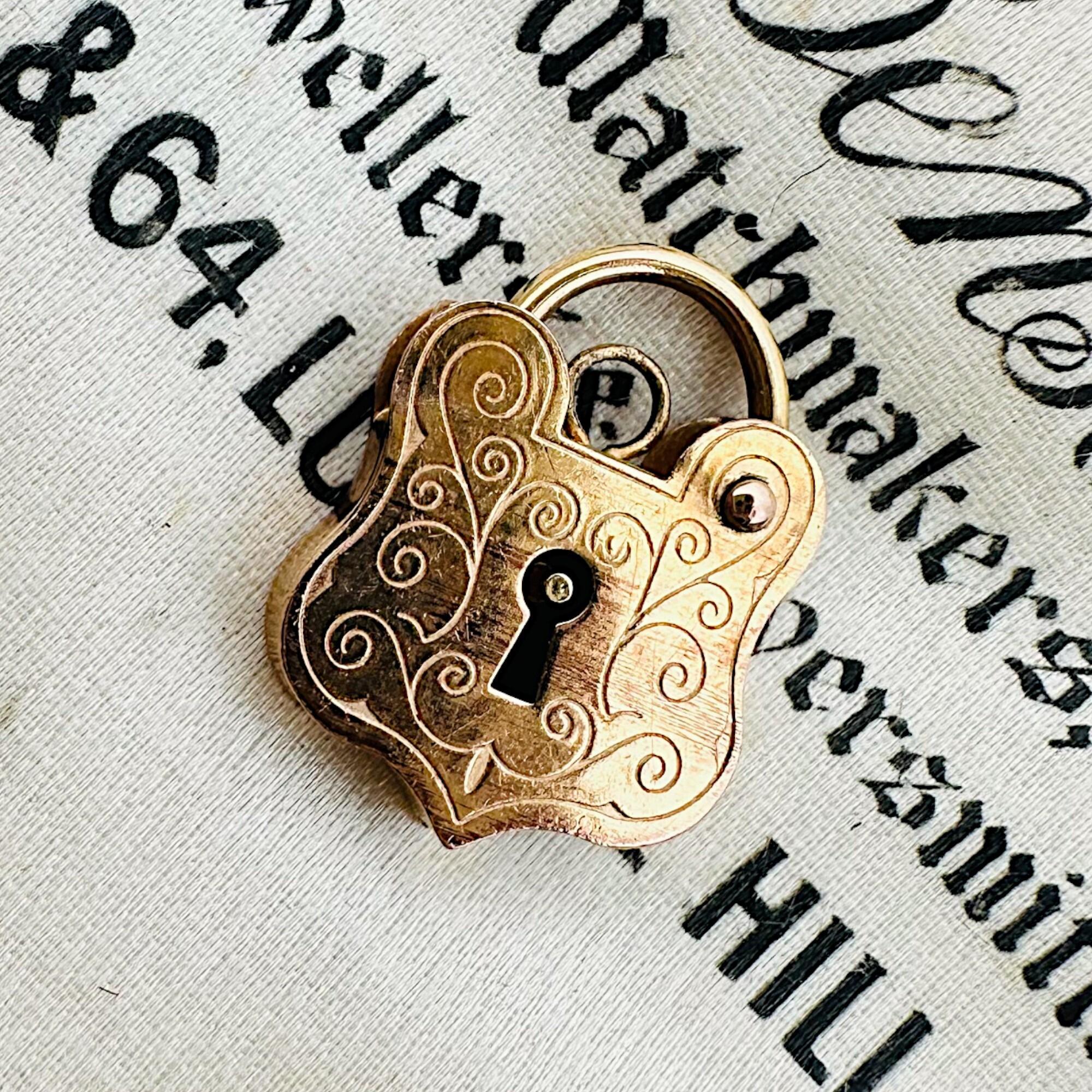 Romantic Antique 9k Rose Gold Padlock Clasp - Rare Find