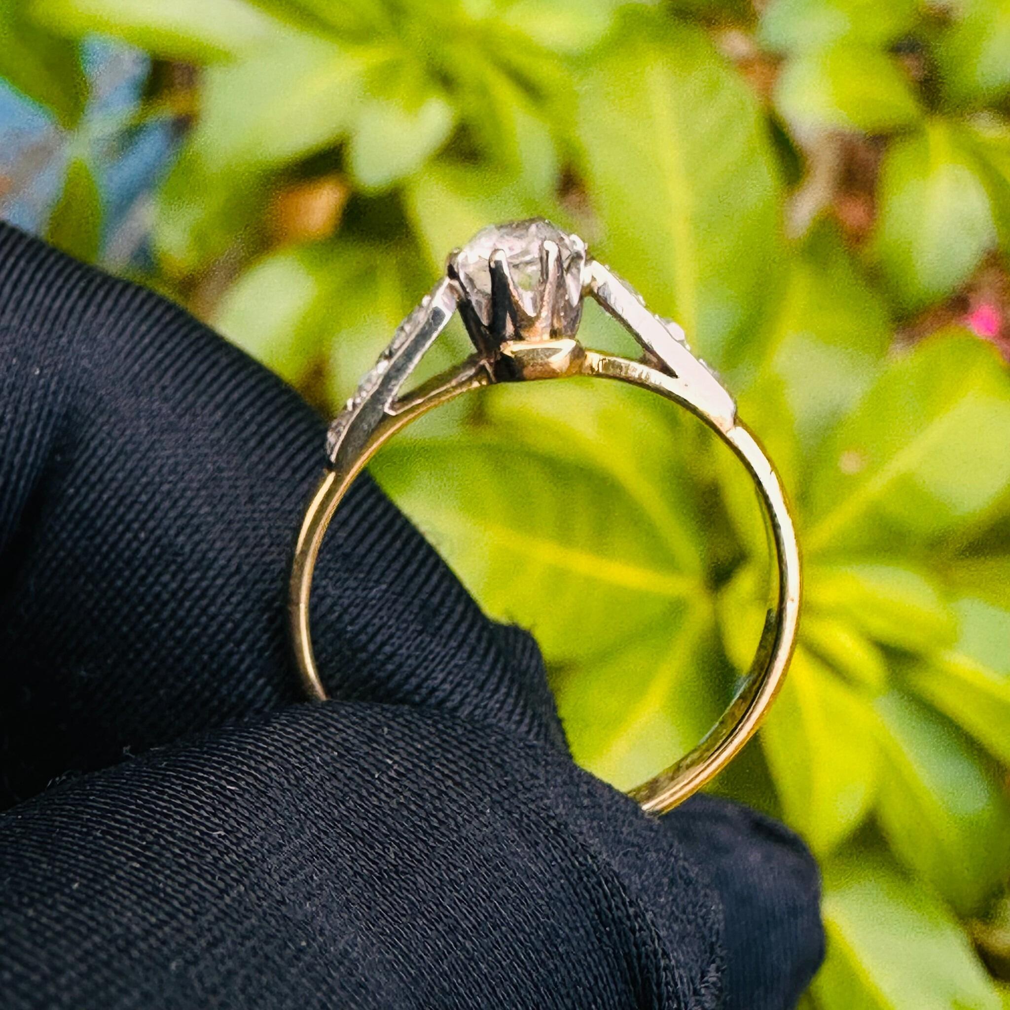 Art Deco 0.56ct Diamond Engagement Ring in 18ct Gold & Platinum