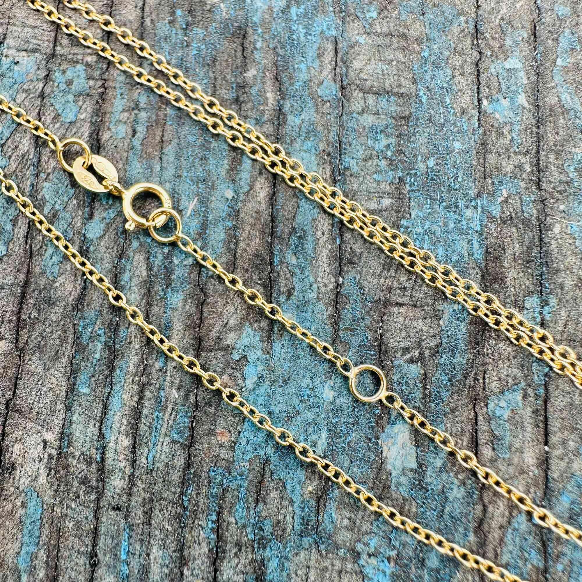 Fine 9ct Gold Rolo Chain, 16"-17", Minimalist Jewelry for Light Pendants