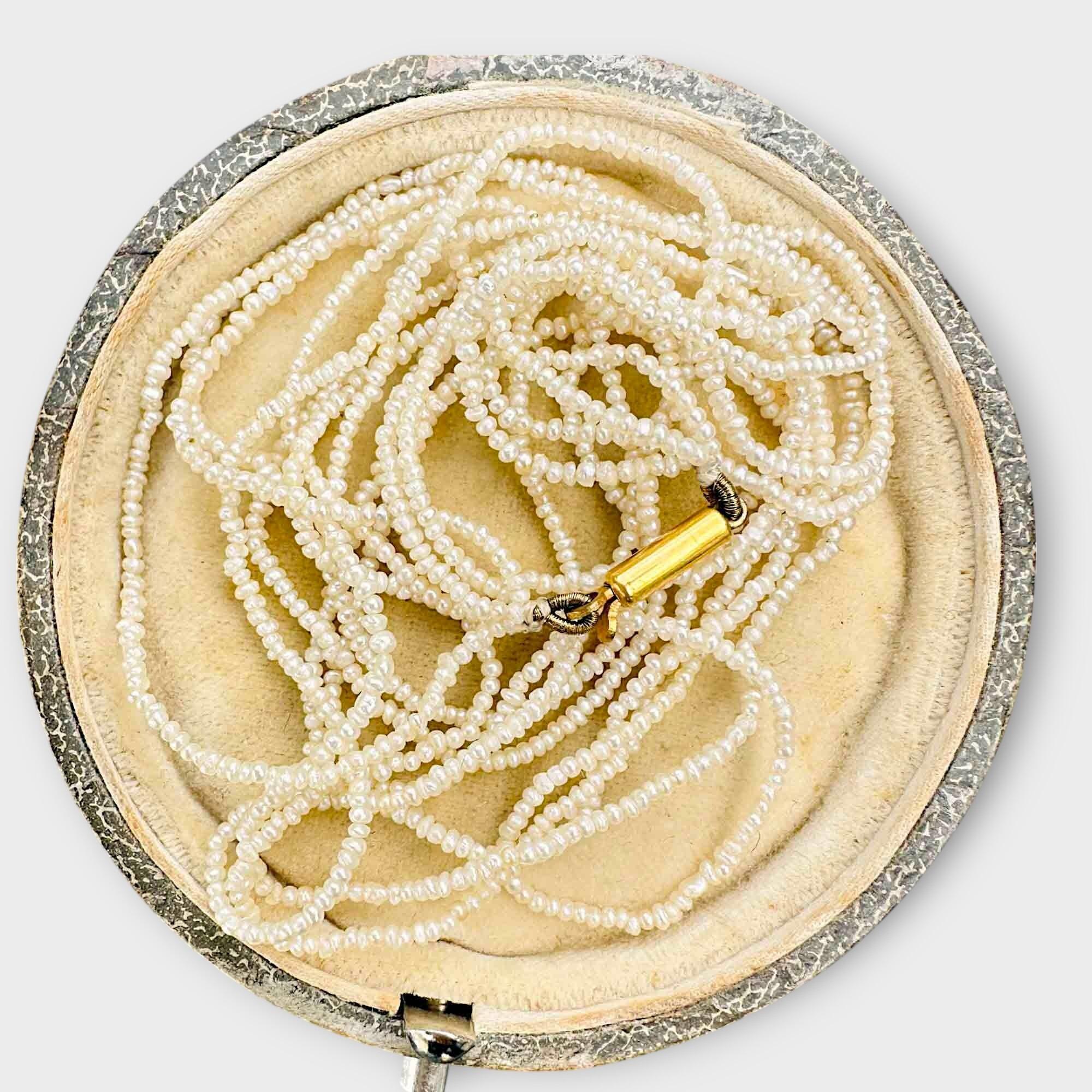 Georgian Seed Pearl Necklace with 9k Gold Clasp - Elegant & Timeless