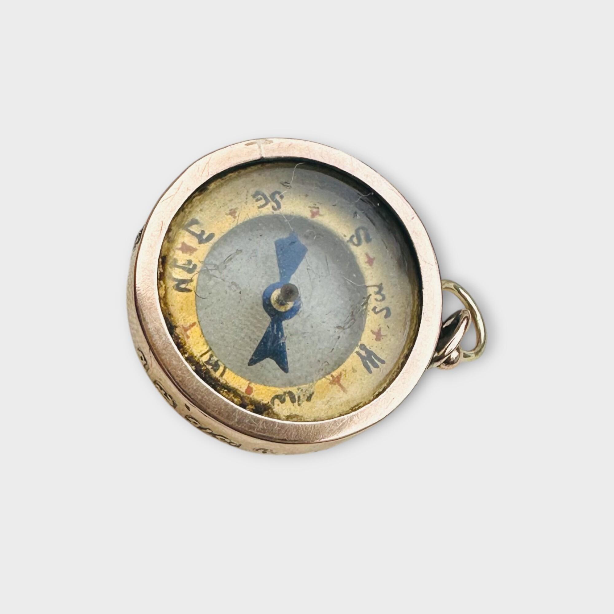 Edwardian 9k Gold Compass Pendant, Antique Charm, Vintage 1900s, Gift ...