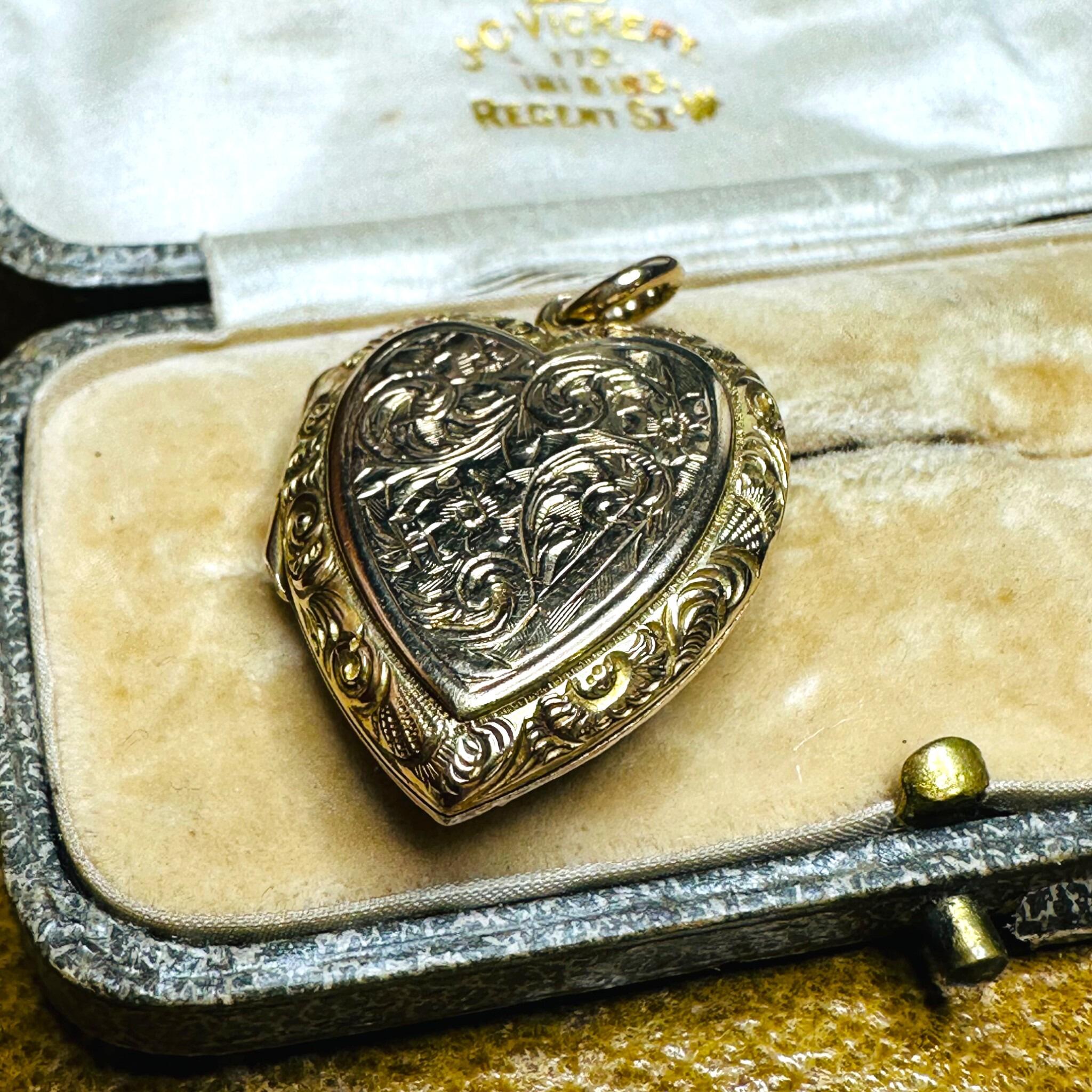Victorian 9k Gold Heart Locket, Antique Foliate Design, Circa 1890 ...