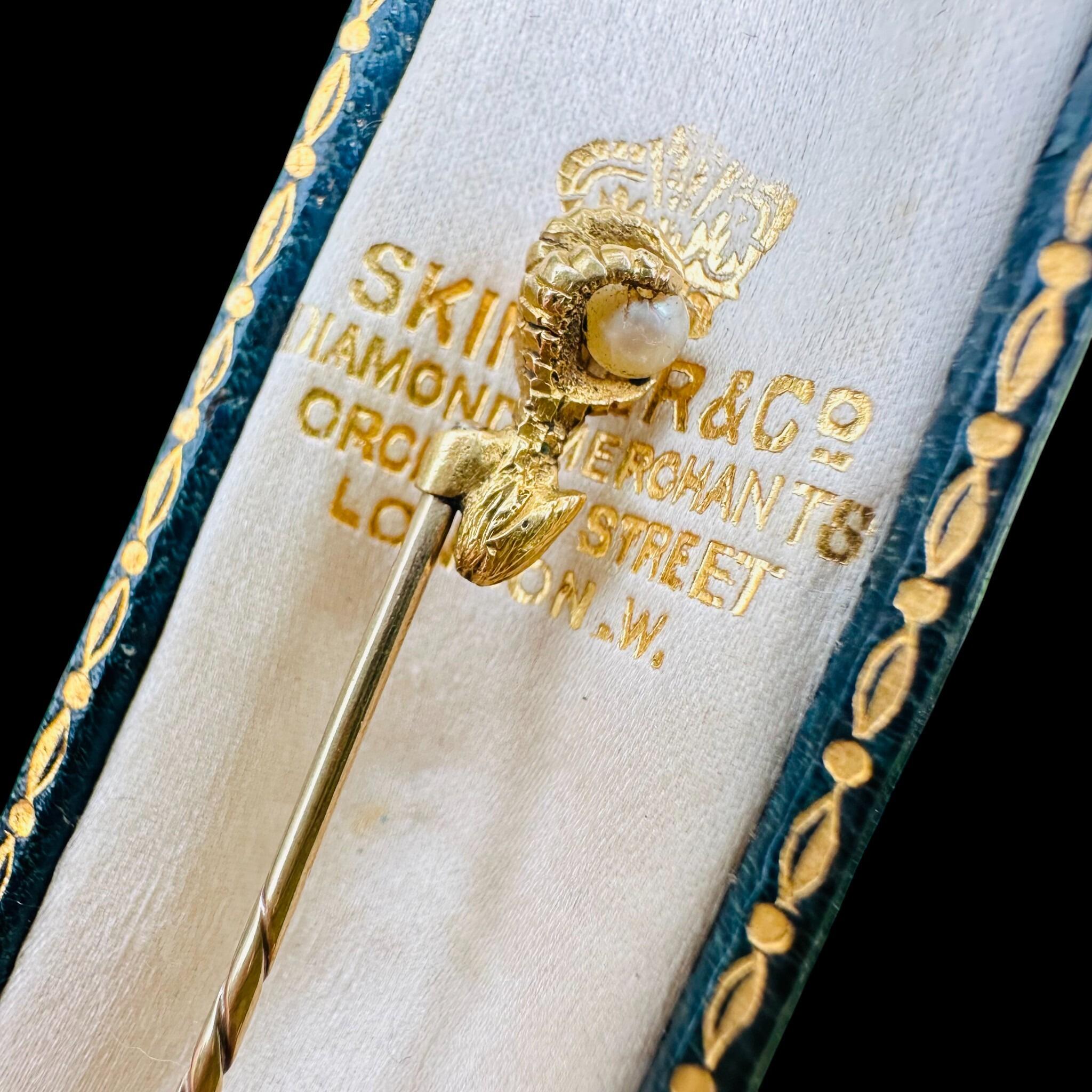 Victorian 18ct Gold Eagle Claw Pearl Stick Pin, Circa 1890 Sale