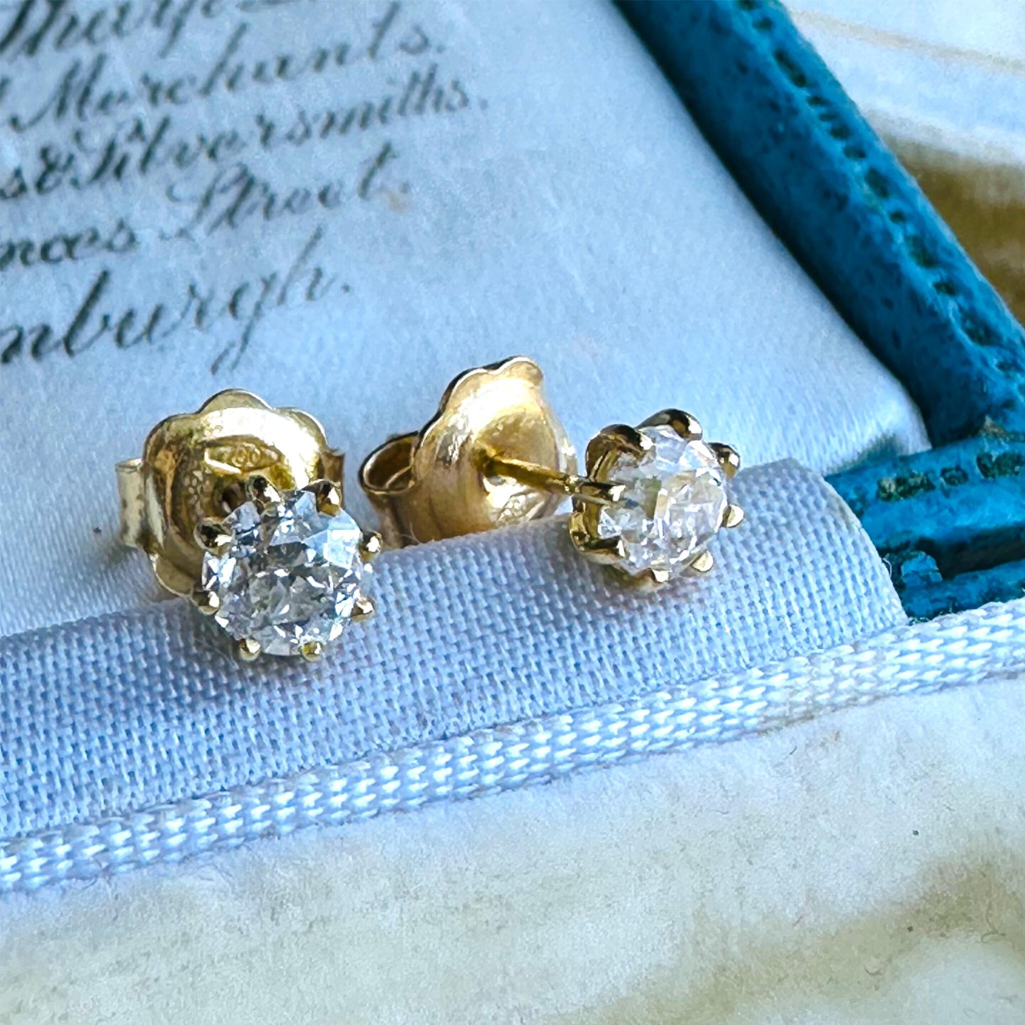 Timeless 18k Gold Old European Cut Diamond Stud Earrings (0.80ct)