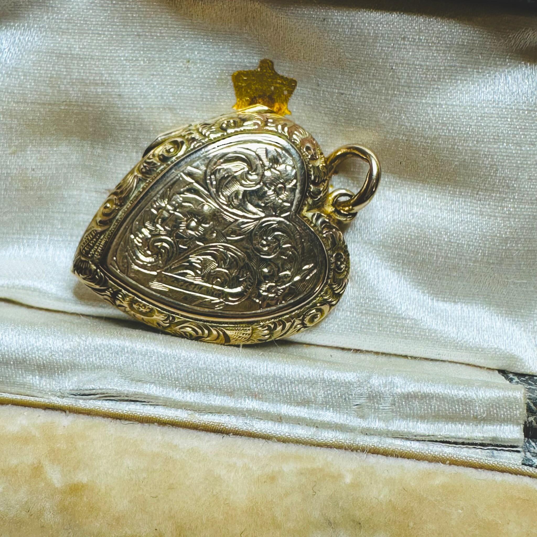 Victorian 9k Gold Heart Locket, Antique Foliate Design, Circa 1890 ...
