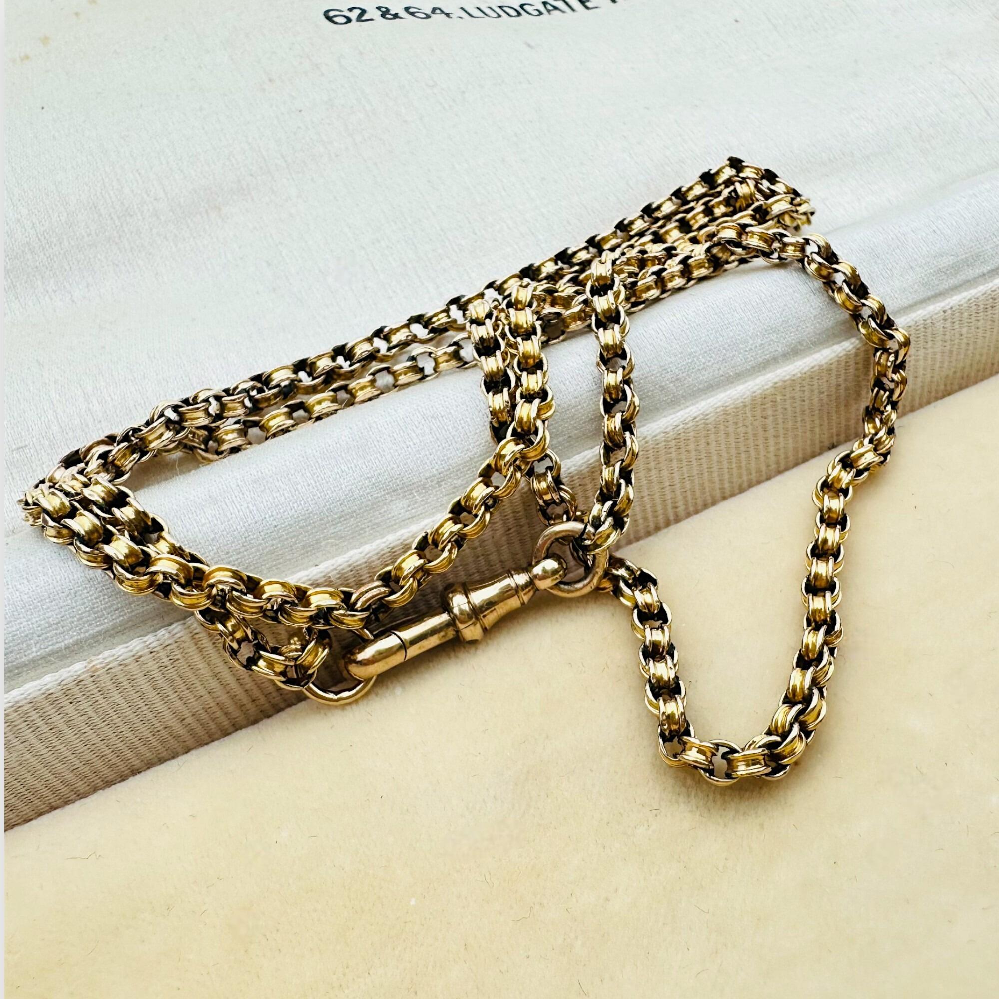 Vintage 9k Gold Belcher Chain with Dog Clip Clasp - Timeless Elegance