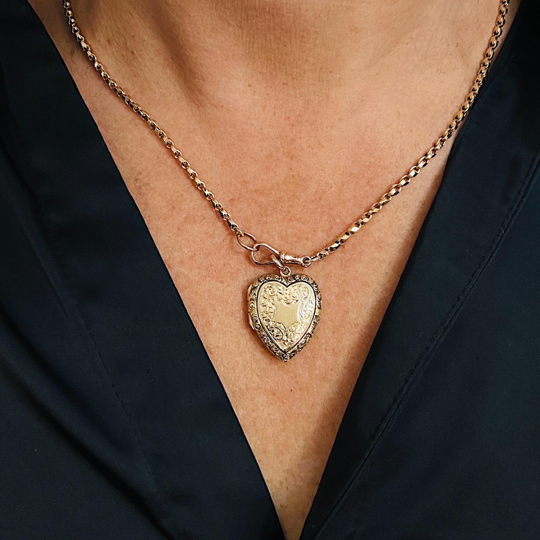 Victorian 9k Gold Heart Locket, Antique Foliate Design, Circa 1890 ...