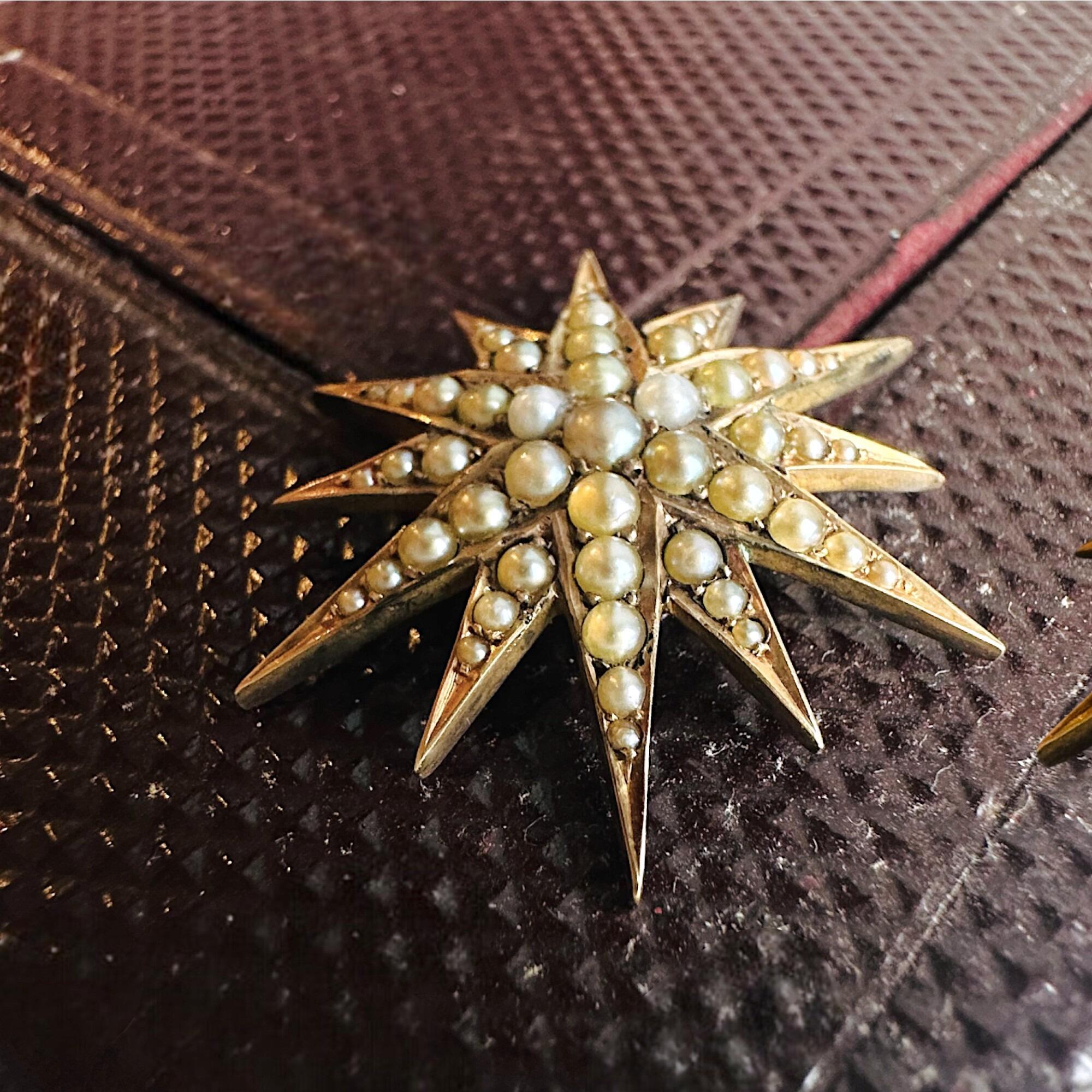 Victorian Celestial Pearl Star Pendant, 12-Point, 36x26.5mm, Enchanting ...