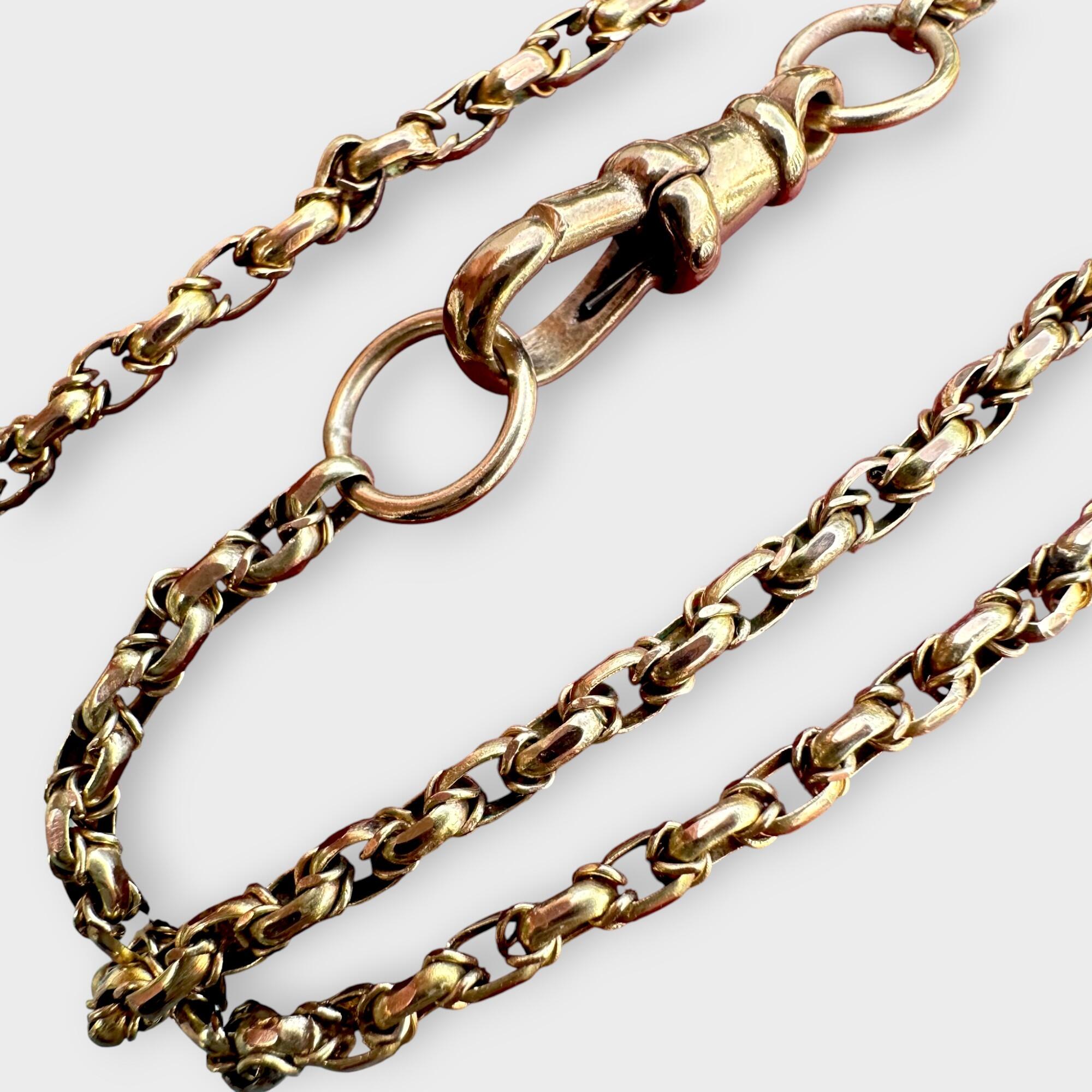 Victorian 9k Gold Fancy Link Chain with Dog Clip Clasp - 16.75"