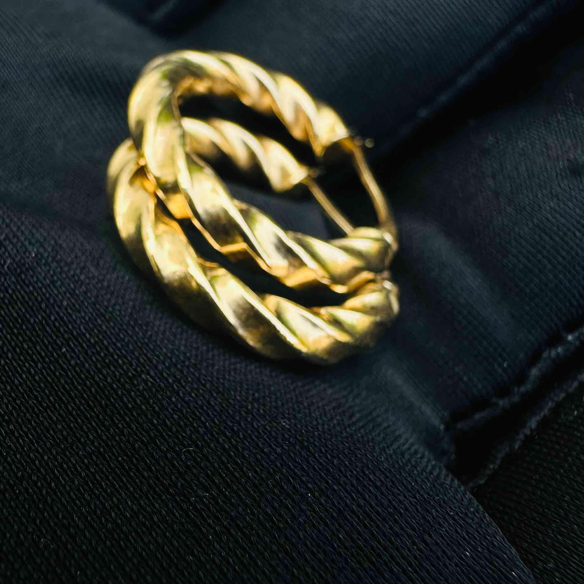 Vintage 9ct Gold Rope Twist Hoop Earrings - Classic & Lightweight