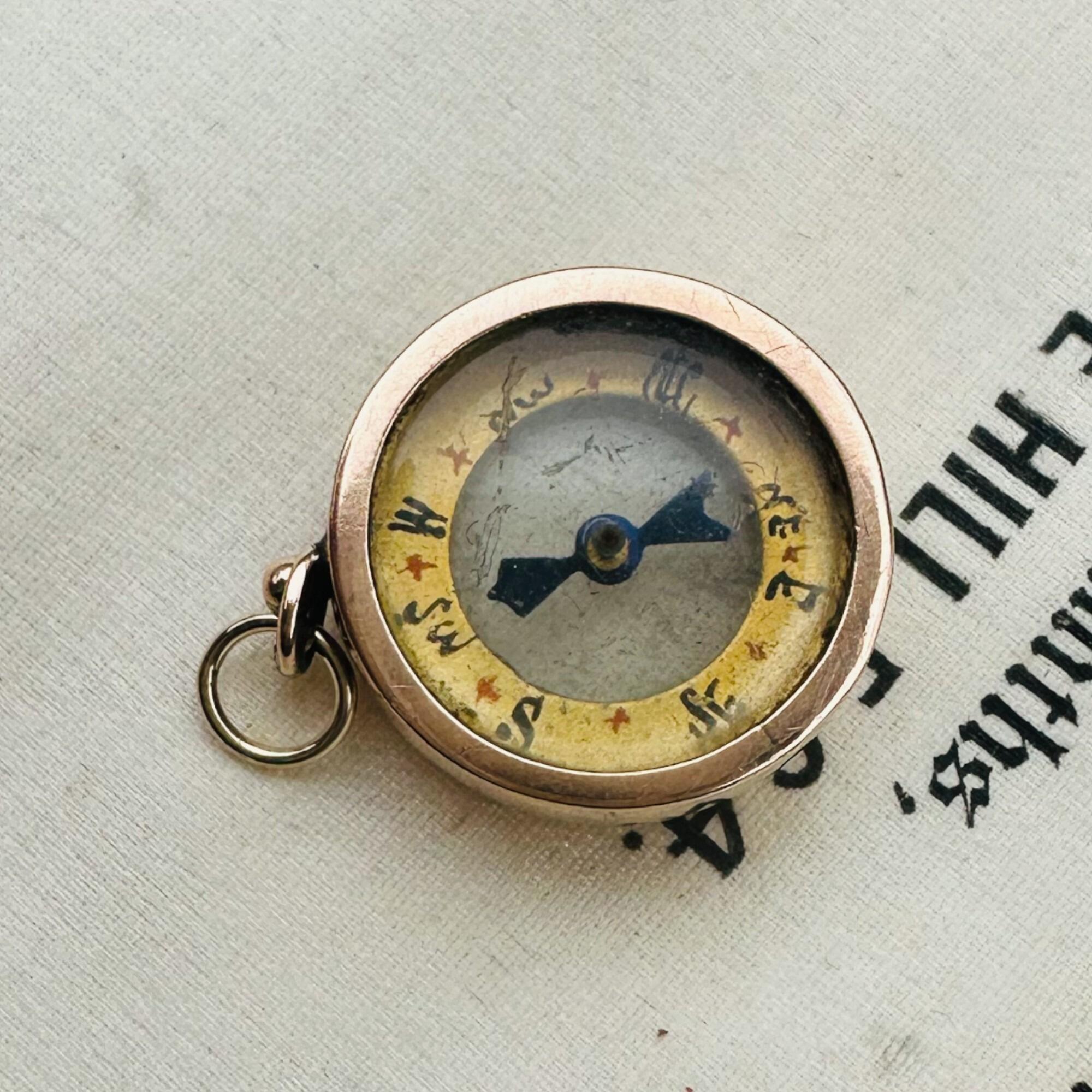 Edwardian 9k Gold Compass Pendant, Antique Charm, Vintage 1900s, Gift ...