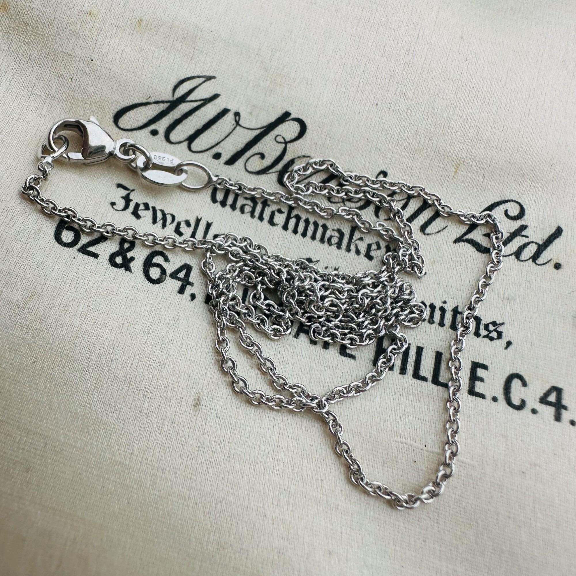 Elegant 17" PT950 Platinum Rolo Chain Necklace for Layering