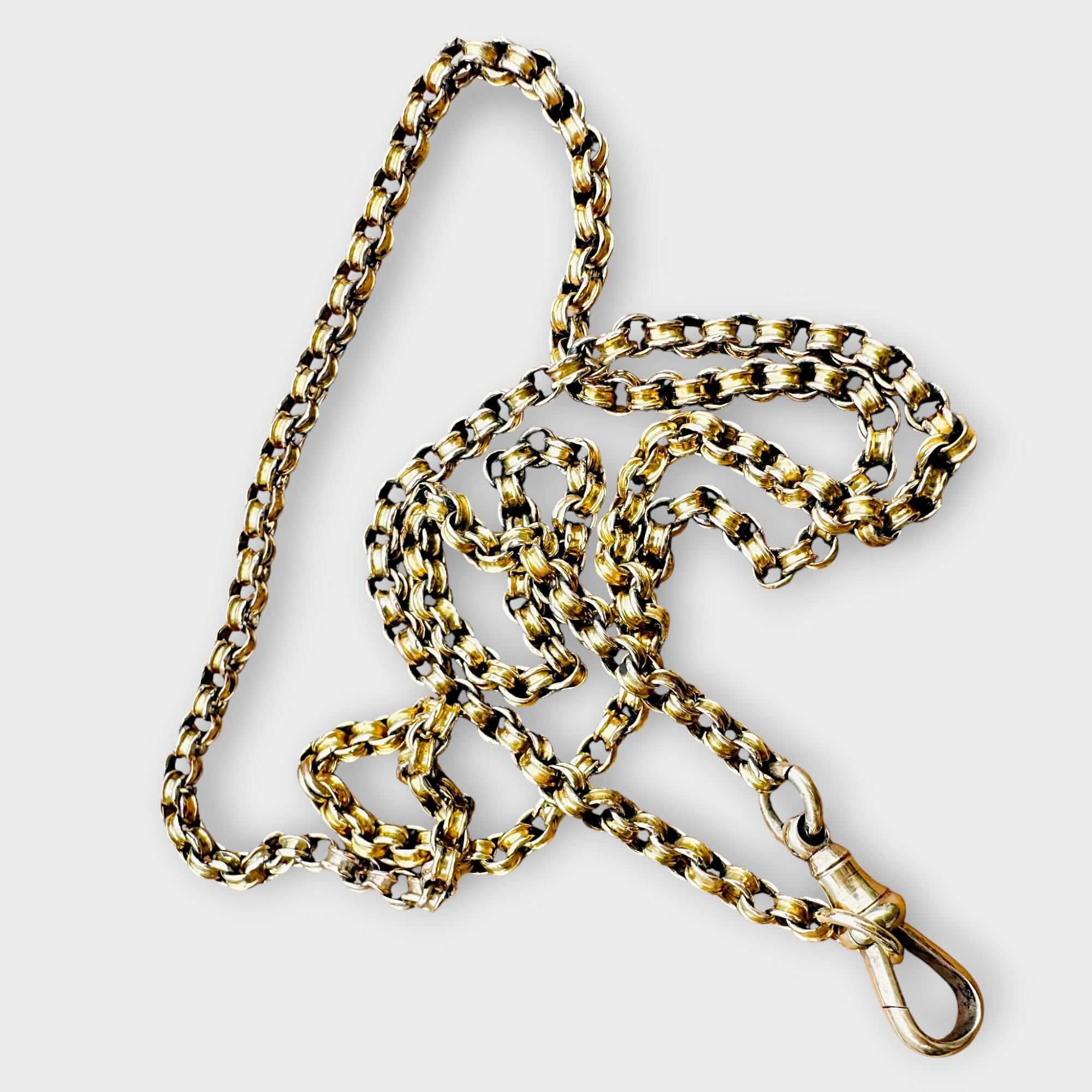 Vintage 9k Gold Belcher Chain with Dog Clip Clasp - Timeless Elegance