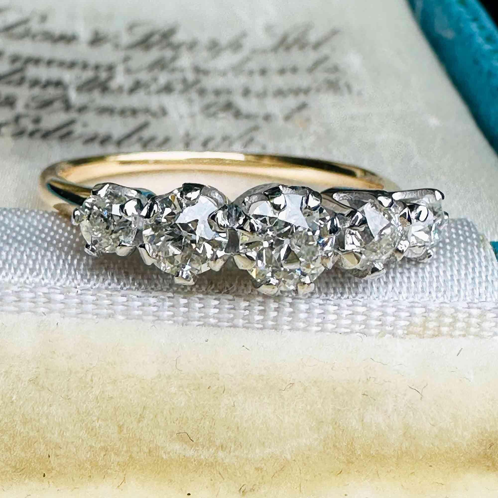 18k Gold Ring with Antique Diamonds, Vintage Engagement Ring ...
