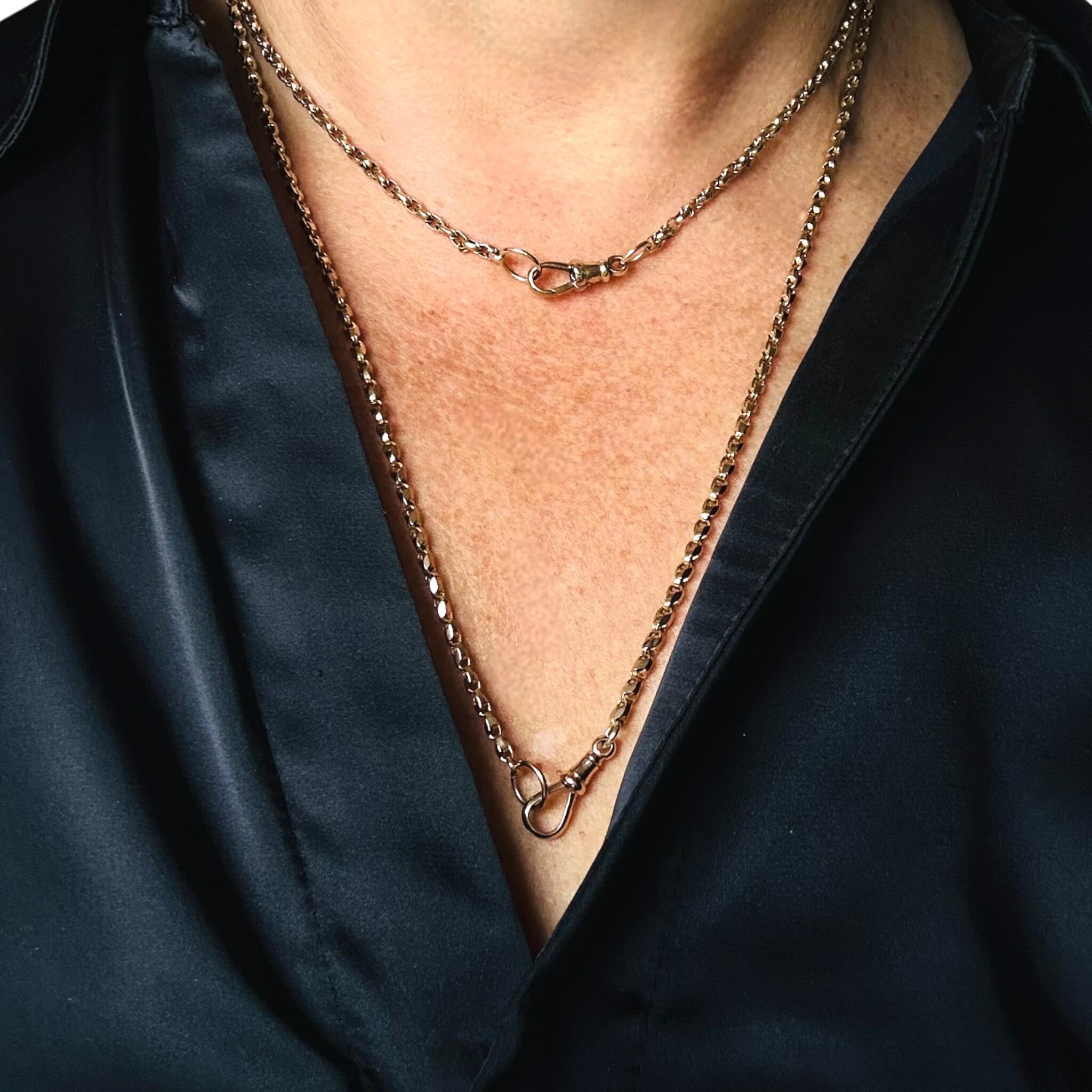 Victorian 9k Gold Fancy Link Chain with Dog Clip Clasp - 16.75"