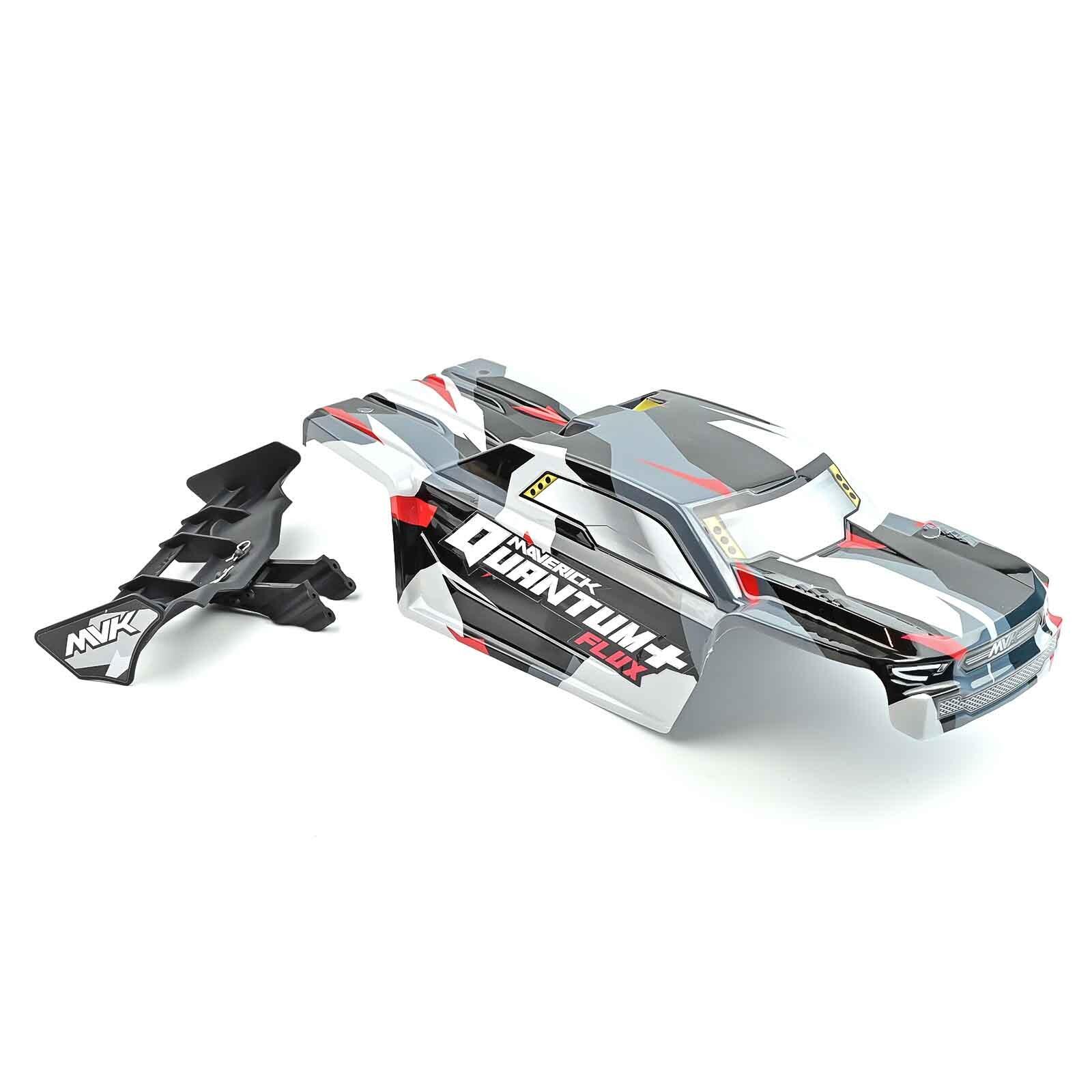 Maverick Quantum+ XT Flux Body Shell Grey/Red Aero Rear Wing & Mount ...
