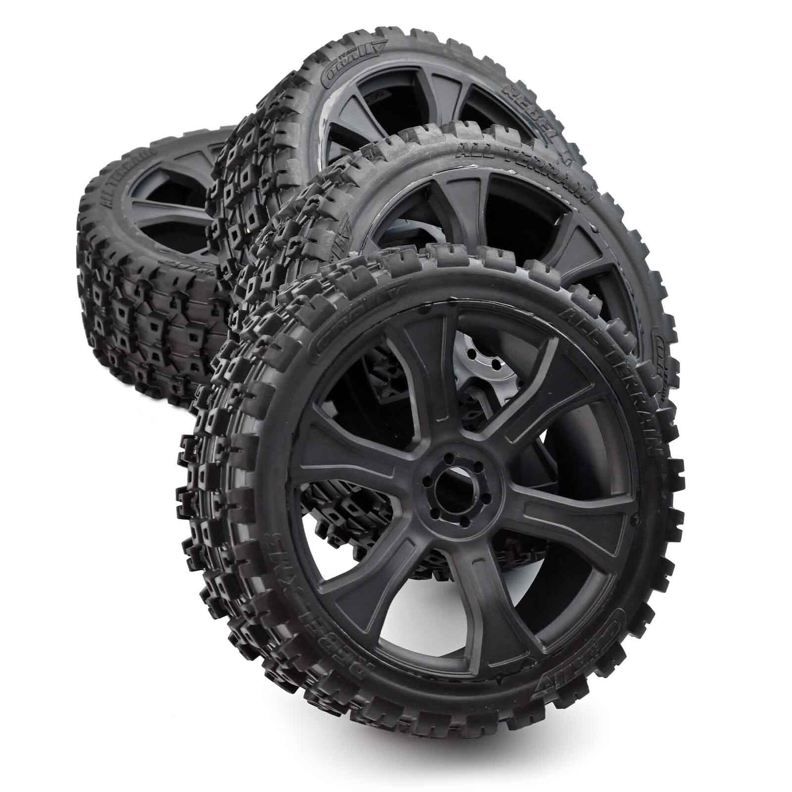 Corally Asuga XLR Rebel XMS Off Road Tyres LP Glued Black Rim Wheels (4 ...