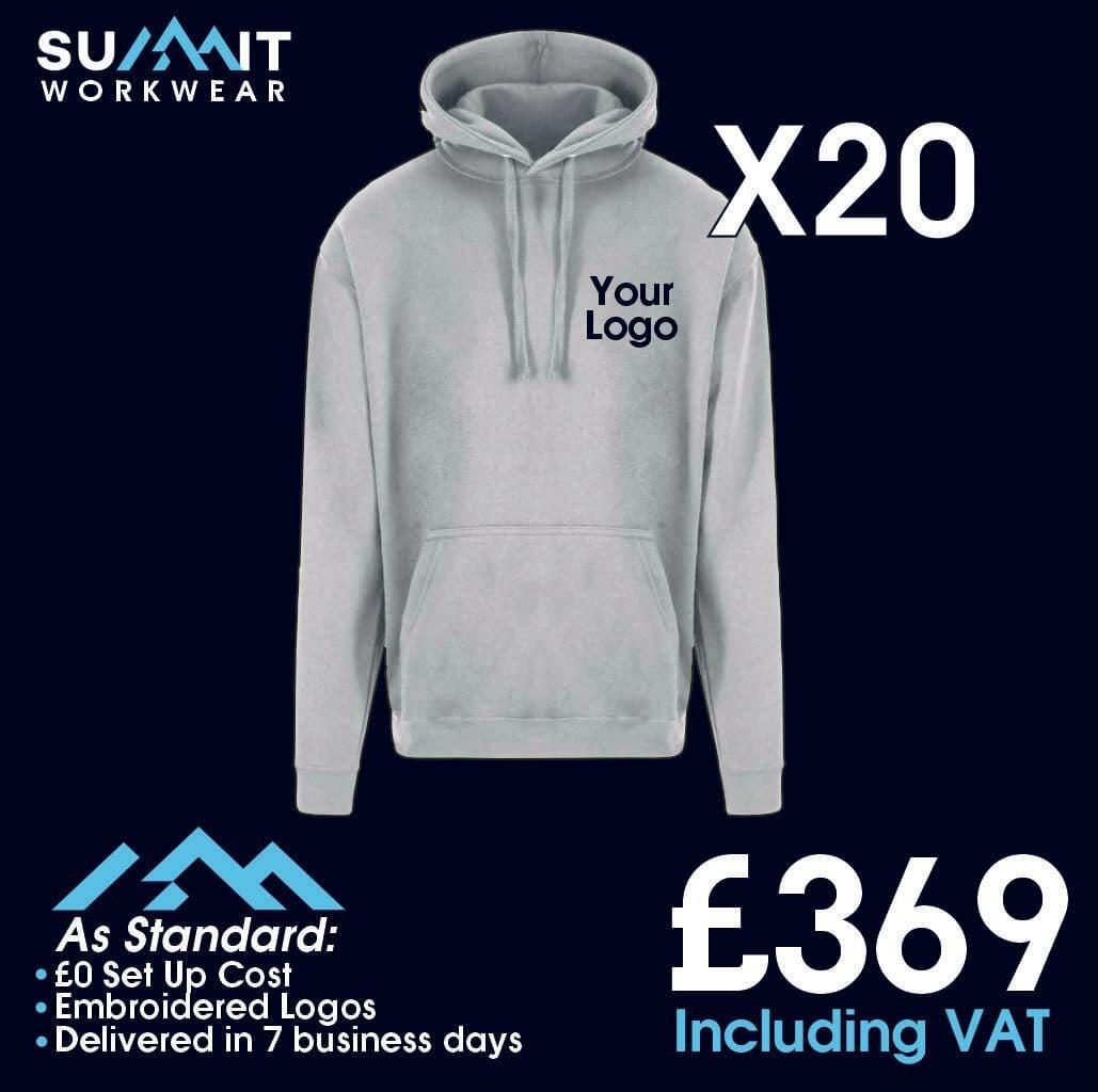20-Pack Custom Embroidered Hoodies | Ideal Workwear for Big Teams