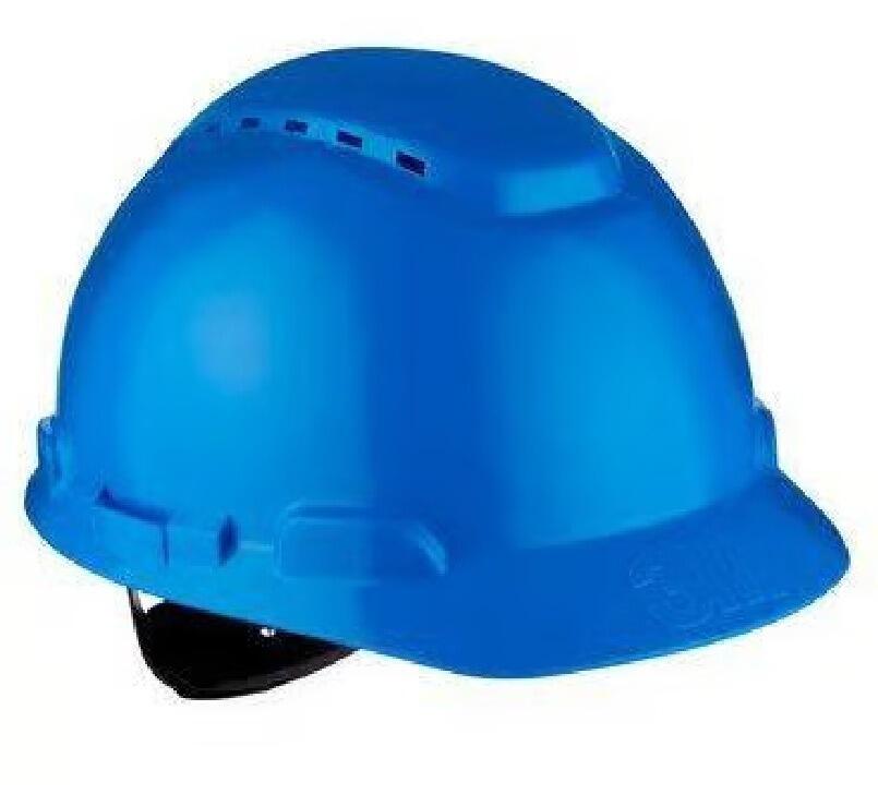 3M Blue Vented Safety Helmet with Ratchet Harness