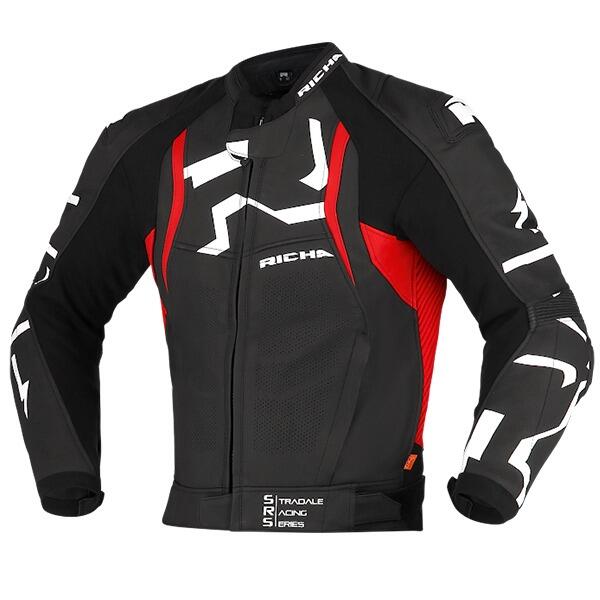 Richa Motorcycle Leather Sports Jacket Stradale Black Red D30 Tech Air ...
