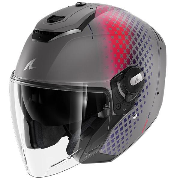 SHARK RS JET STRIDE Mat SVB Grey Red Motorcycle Motorbike Helmet