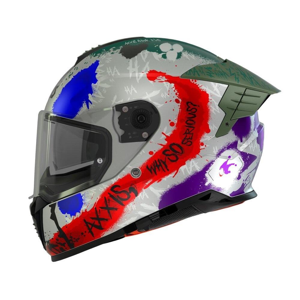Axxis Motorcycle Helmet Hawk EVO SV Sick Joke A2 Grey Sports Motorbike