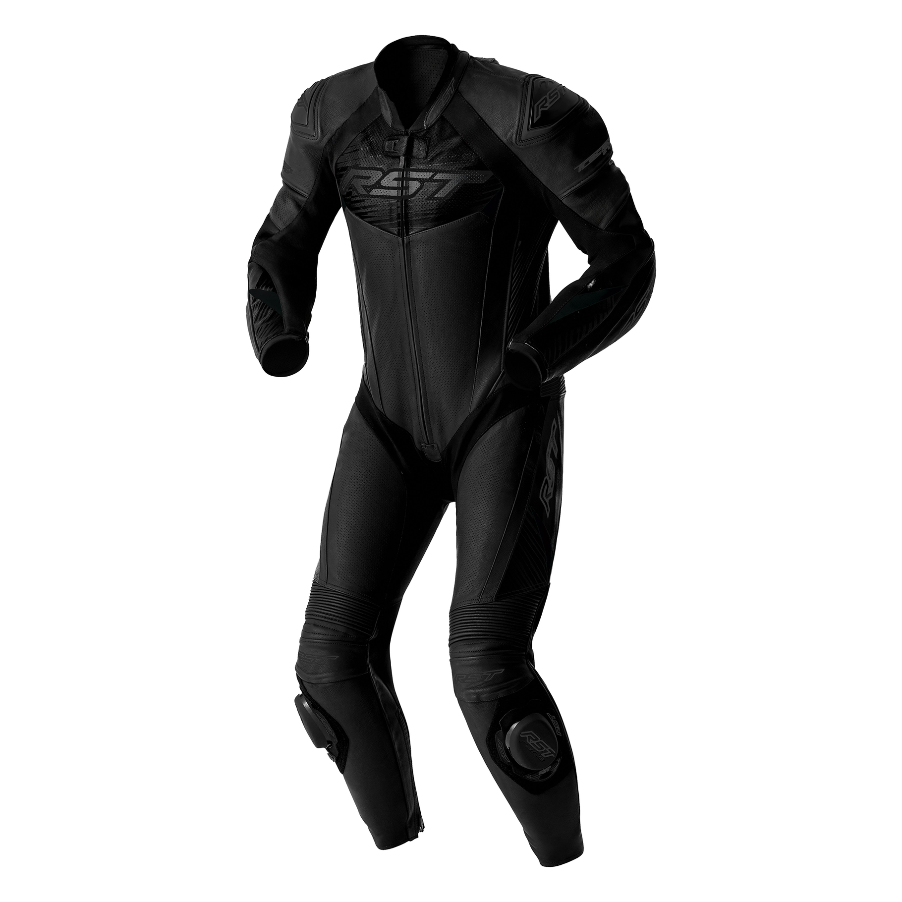 2026 RST One Piece Tractech Evo D30 Motorcycle Leather Suit 3634 Black