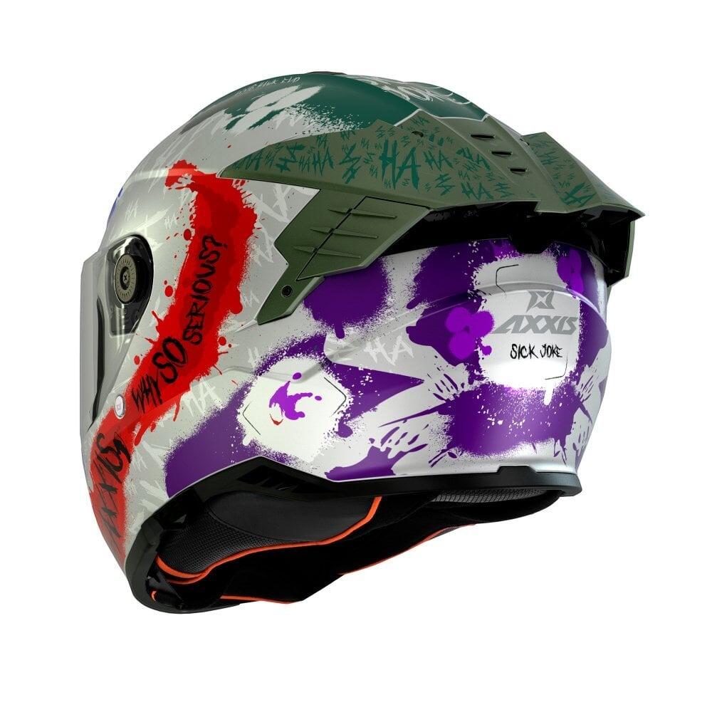Axxis Motorcycle Helmet Hawk EVO SV Sick Joke A2 Grey Sports Motorbike