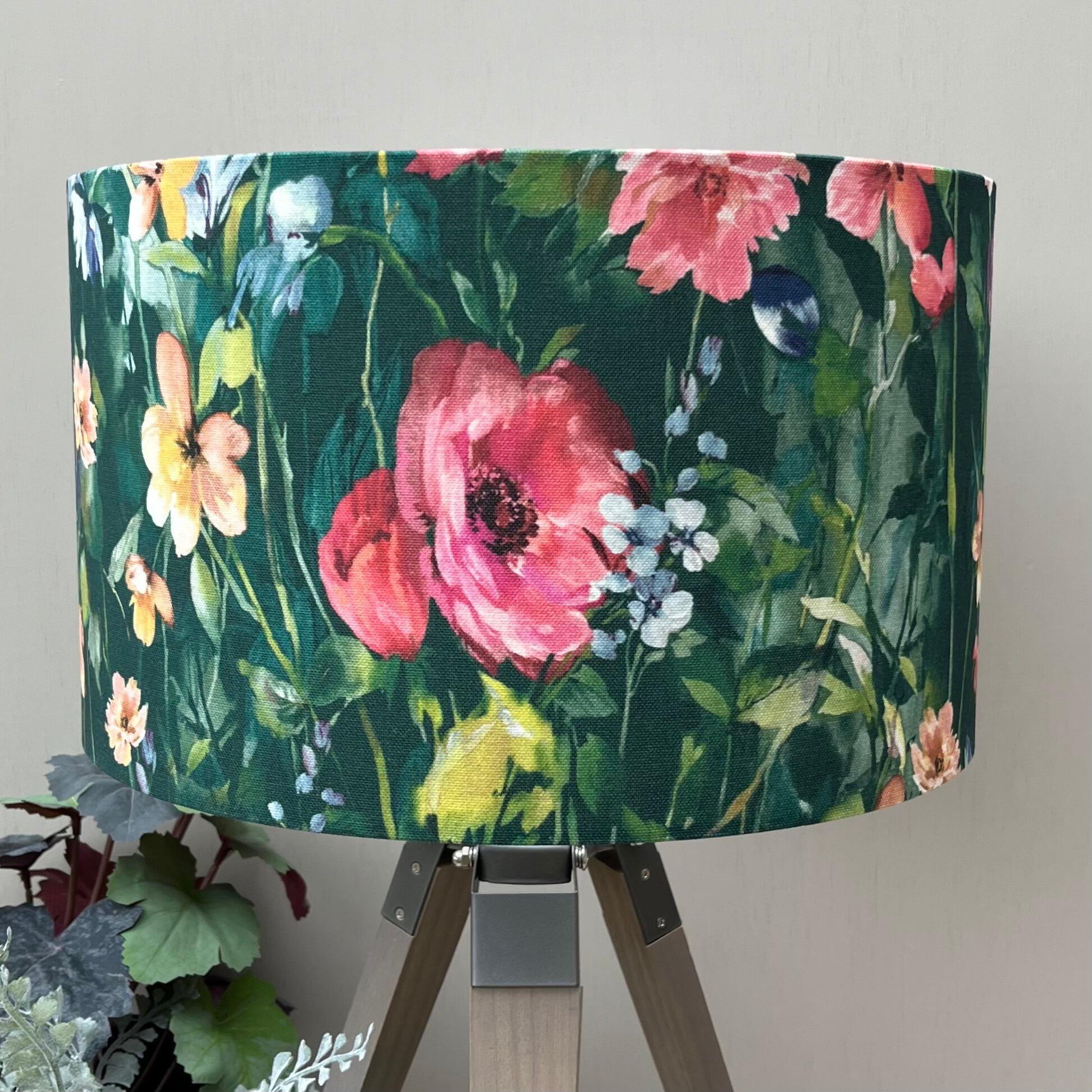 Forest Green and Pink | Watercolour Floral Lampshades