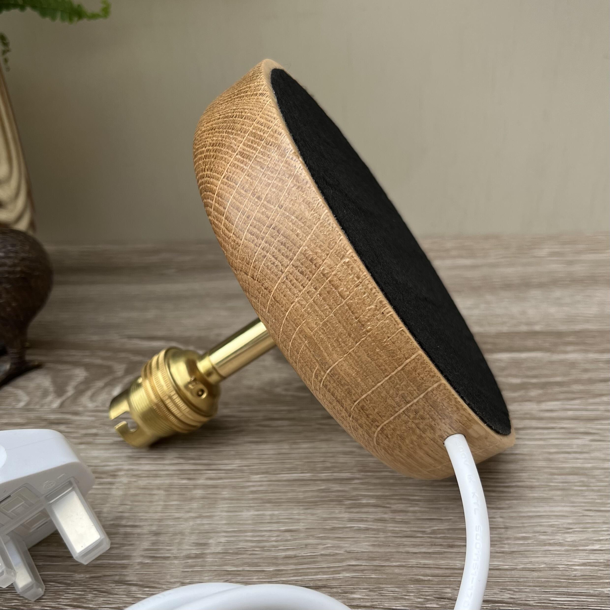 Handmade | Solid Oak - 15cm Round | Wood Table Lamp