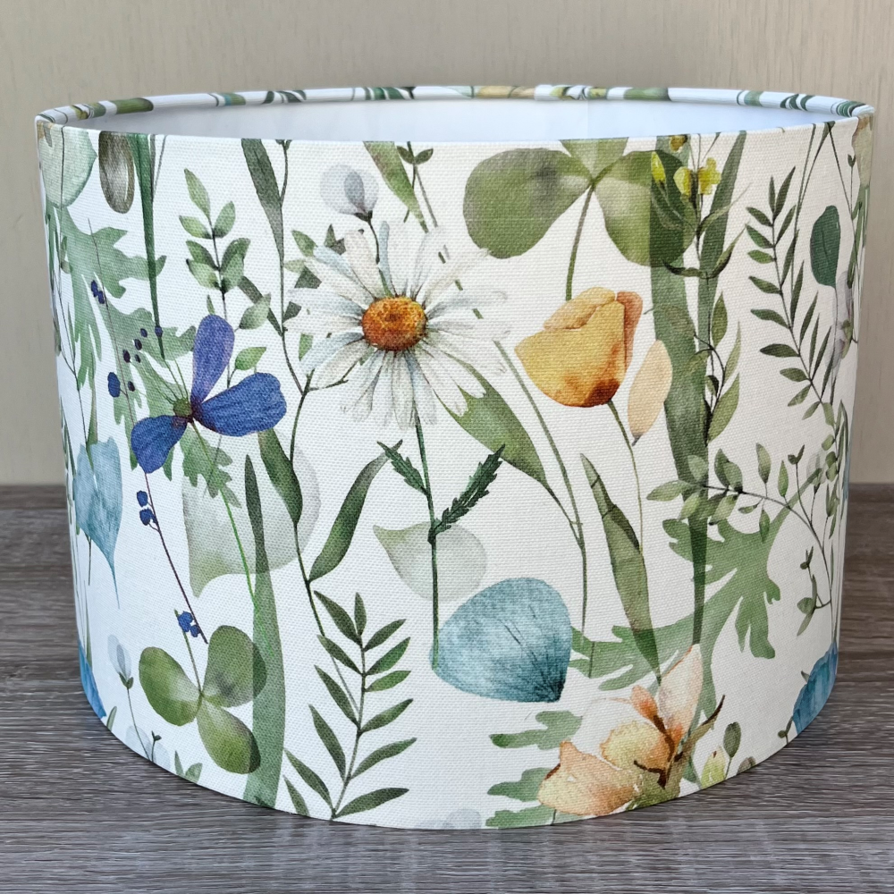 Pastel Blue | Floral Drum Lampshades | For a Table Lamp