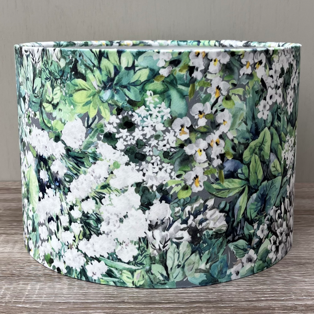 Green and White | Botanical Velvet | Floral Lampshades