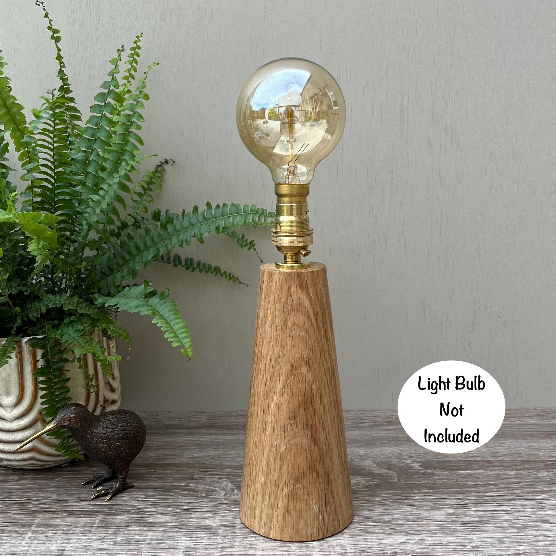 Solid Oak Wood - Cone Shape - Wooden Table Lamp