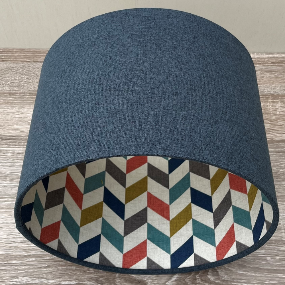 Navy Blue | Geometric Patterned | Double Sided Lampshade
