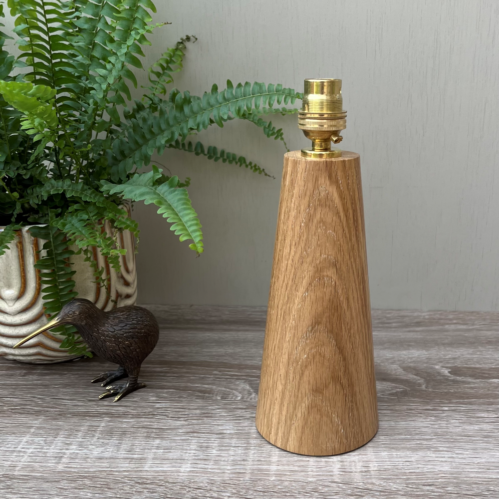 Solid Oak Wood - Cone Shape - Wooden Table Lamp
