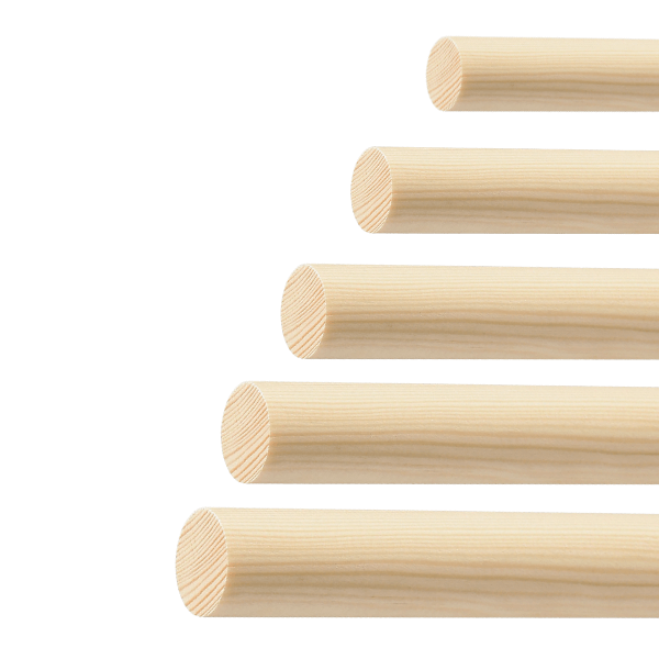 25mm - 1" Diameter Plain Wooden Dowel Rods