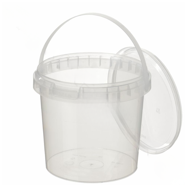 1 Litre Clear Tamper Evident Containers With Handles & Lids