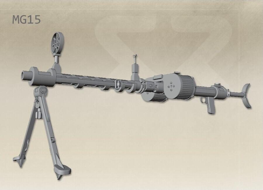 WW2 MG 15 (MG15) machine gun - 1/18, 1/16 resin model