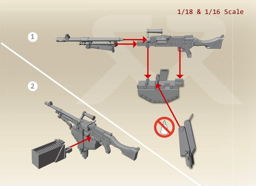FN MAG (GPMG L7A2) on Challenger Mount -1/35, 1/32, 1/24, 1/18, 1/16 ...