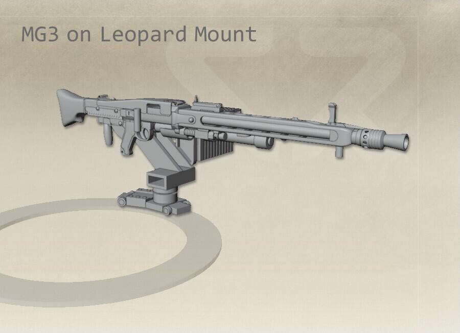 MG3 (MG 3) Machine Gun on Leopard Tank Mount - 1/18, 1/16 resin model